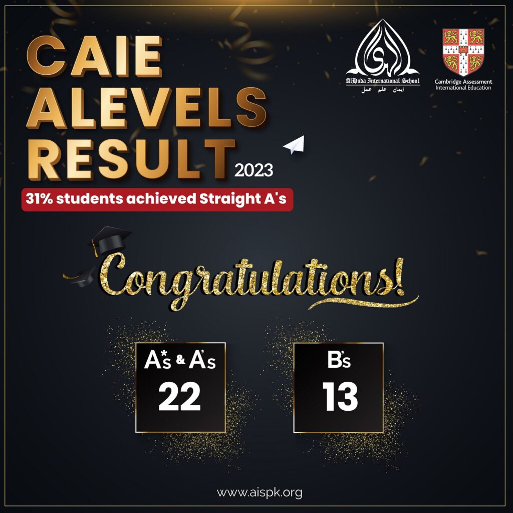 CAIE A Levels Result 2023 - AlHuda International School